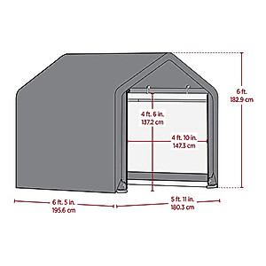 Quality Outdoor Shed-in-A-Box Portable Storage Shelter,Triple Layer, Heat Bonded, Ripstop Waterproof Polyethylene Cover, Premium Powder-Coated No Rust Frame, Sandstone (6'x6'x6', Gray)