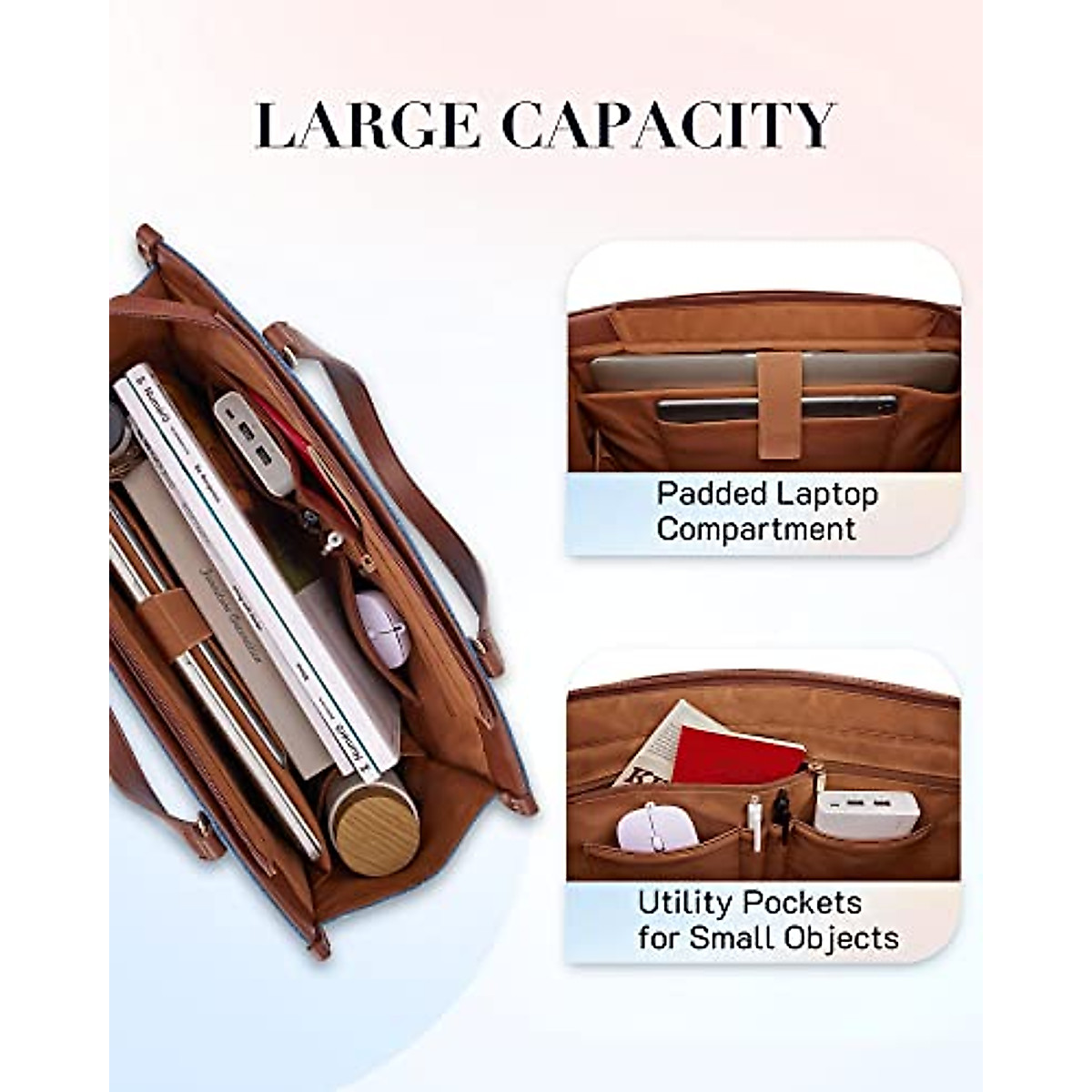 Missnine Tote Bag for Women Denim Teacher Bag Casual Work Bags 15.6 inch Shoulder Bag for Office Business