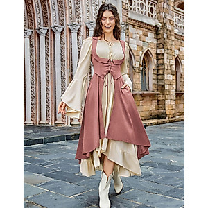 Scarlet Darkness Renaissance Dress Women Costume Medieval Pirate Peasant Underbust Dress Dusty Rose L
