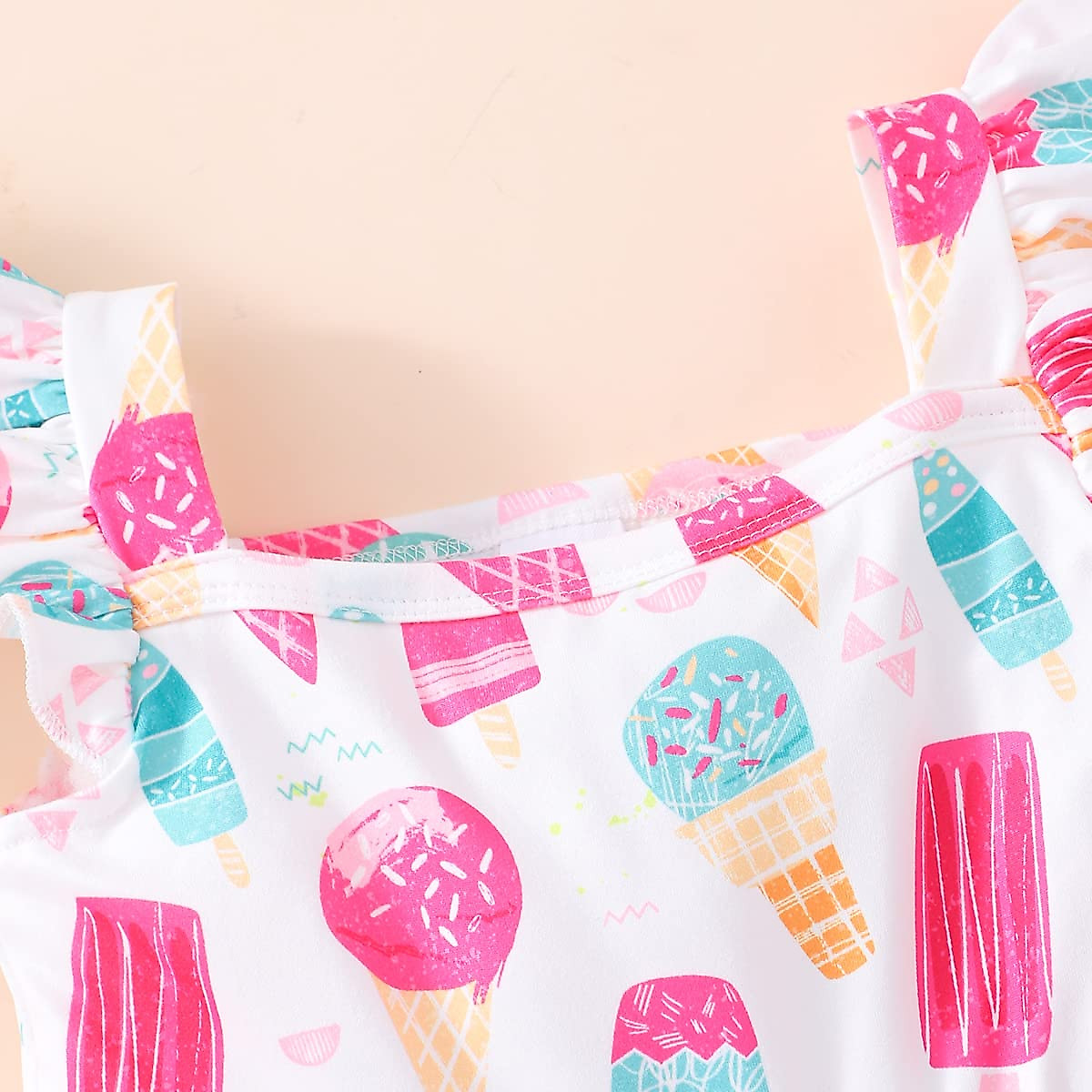 Girls Dresses Ice Cream Toddler Summer Dress White Flutter Sleeve Sundress School Party Outfits Kids Popsicle Tutu 3t / 2-3 Years