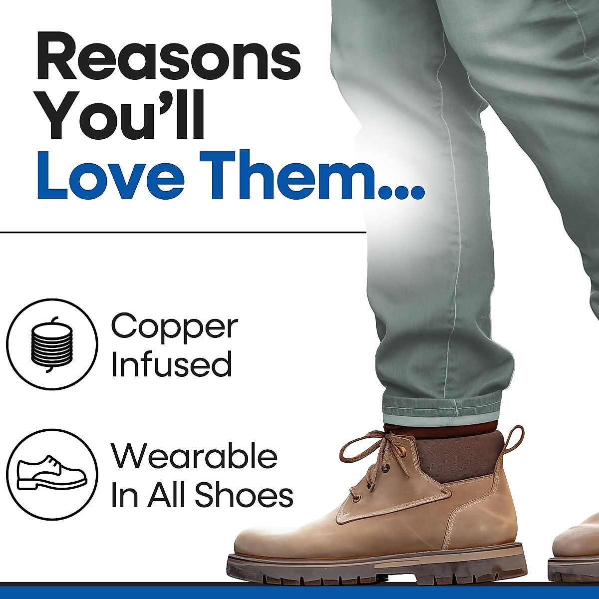 Arch Supports for Plantar Fasciitis Relief | Compression Sleeve Foot Brace For Heel Pain, Bone Spurs, Flat Feet, High Arches | Copper Infused Arch Support Bands for Women & Men Over Socks Fit Most