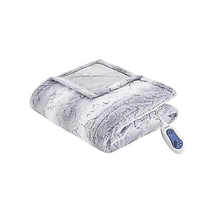 Beautyrest Zuri Reversible Faux Fur to Mink Electric Blanket, Auto Shut Off, Virtually Zero EMF, Multi Heat Setting, UL Certified, Machine Washable, Brown Throw 50x70