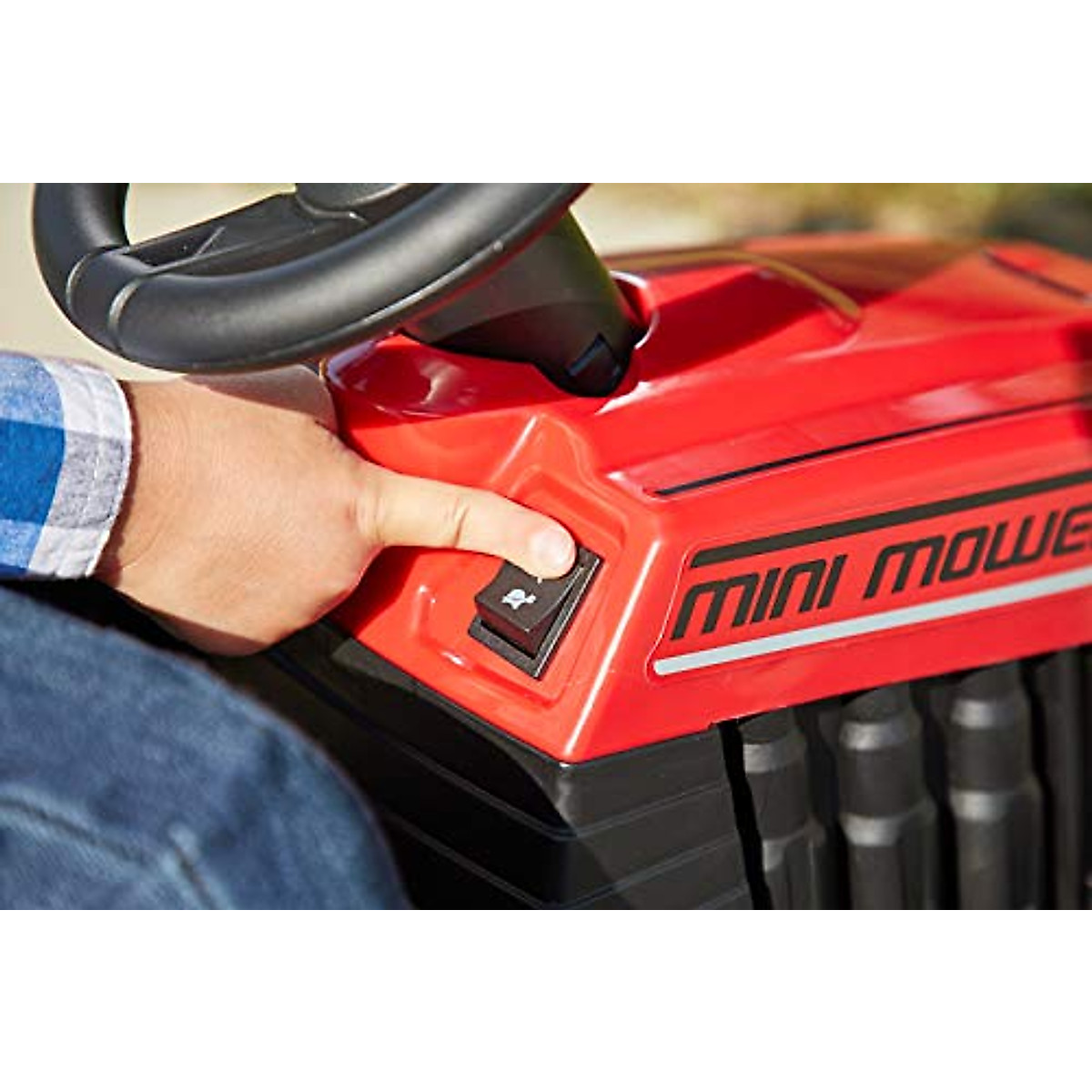 Huffy Kids Electric 12V Ride On Mini Mower Bubble Tractor, Red