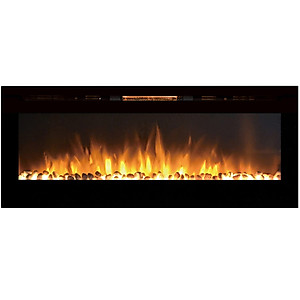 Regal Flame Astoria 60" Built-in Ventless Heater Recessed Wall Mounted Electric Fireplace - Pebble