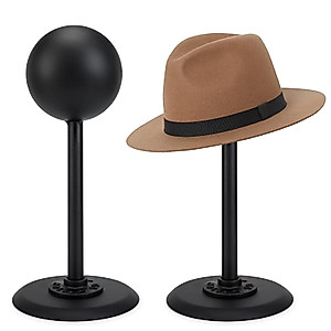 XIAO PEI Hat Holders Vintage Dome Shape Design Removable Metal Hat Rack/Helmet/Cap/Wig Storage Holder Display Stand. (2 Black)