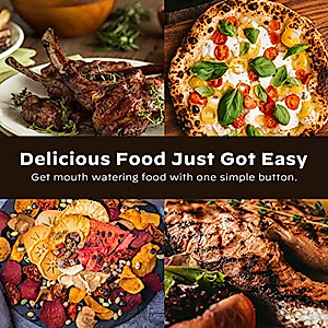 Silonn Air Fryer Oven 16QT 21-in-1 Smart Air Fryer Toaster Oven Combo Digital Countertop Natural Convection Roast Bake Dehydrate and Reheat 1600W Stainless Steel, Black, 17.3"L x 14.76"W x 16.34"H