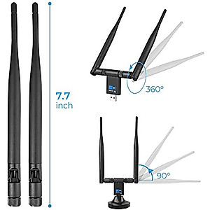 ：USB WiFi Adapter for PC Latest Long Range Stable Signal 1200Mbps Wireless WiFi Dongle USB 3.0 2.4G/5G 802.11ac Network Adapter with Dual Antenna for Windows XP/10/8/8.1/7/Vista Mac 10.6-10.15