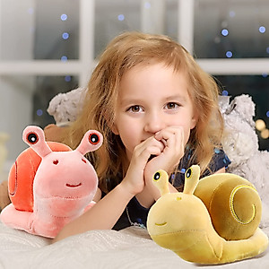 Civaner 2 Pcs Snail Stuffed Animal 7.87 Inch Snail Plush Toy Cartoon Snail Doll Plush Cute Soft Snail Pillow Doll for Valentine's Day Birthday Party Gift Kawaii Home Decor(Pink, Yellow)