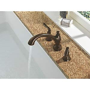 Delta Faucet Linden Gold Roman Tub Faucet, Gold Tub Faucet, Roman Bathtub Faucet, Delta Roman Tub Faucet Gold, Tub Filler, Champagne Bronze TT2794-CZ (Valve Not Included)