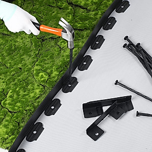 Queekay Landscape Edging Kit 148 ft with 70 Spikes 20 Connectors No Dig Plastic Border for Garden, Lawn, Yard, Pathway(Black,2 Inch)