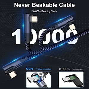Link Cable Compatible with Oculus Quest 2, PC VR Link Cable Compatible with Meta Quest 2, 90 Degree Nylon Braided, High Speed Data Transfer &Fast Charging USB C Cable for VR Headset and Steam VR, 15ft