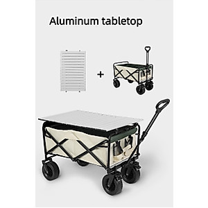 LAHTI Outdoor All-Terrain Folding Wagon, Collapsible Wagon with Adjustable Handle for Camping, Sports, Shopping Classic(White)/Wheels5inch