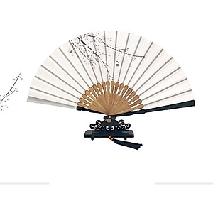 Hand Fan Folding Fan,Hand-held Fan,Folding Fan Female Classical Bamboo Bone Folding Fan Ancient Wind Tassel Small Fan Women Fans Hand Paper Folding Props Vintage style