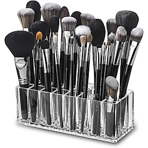 byAlegory Acrylic Makeup Beauty Brush Organizer | 24 Space Cosmetic Storage (CLEAR)