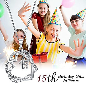 iiw 15th Birthday Gifts for Women 925 Sterling Silver Forever Love Heart Pendant Necklace Sweet 15 Necklace Anniversary Jewelry 15 Years Old Jewelry Gifts for Her