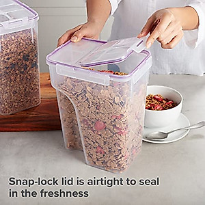 Snapware Airtight 2-Pack (22.8 Cup) Cereal Dispenser Storage Containers, Flip-Top Lid BPA Free, Plastic Containers For Cereal, Rice, Snack, Dry Food and Pantry Organization