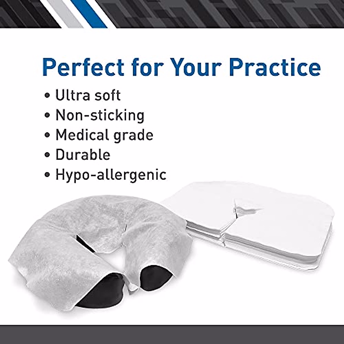 BodyMed Disposable Face Cradle Covers - 1 Pack of 100 Sheets - Medical-Grade, Ultra Soft, Luxurious, Non-Sticking Massage Face Covers/Headrest Covers for Massage Tables & Massage Chairs