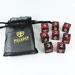 Paladin Roleplaying Red and Brown Dice - 8 D6 Set - 'Blood God'