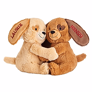 Let's Make Memories Personalized Hugging Plush Puppies - Valentines Day - for Couples - for Him - for Her - Amor - Te Amo - Puppy Love - Dog Stuffed Animal