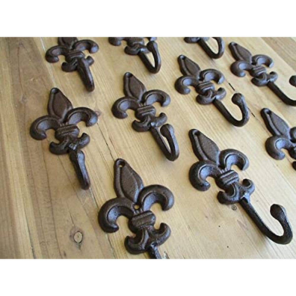 for 10 Large Cast Iron Fleur De Lis Coat Hooks Hook Hall Tree Hat Dog Leash Fluer Hooks & Hangers Home & Garden