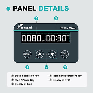 Digital Analog Tube Roller Mixer Tube Mixer Adjustable Speed 20-80RPM,6 Rollers with Timer(1min-23h59min) & Continuous Mode Lab Roller Mixer
