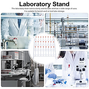 balacoo Laboratory Draining Rack- Metal Lab Glassware Drying Rack, Glassware Beaker Drying Holder, Tube Cleaning Frame Equipment for Education Lab (24 Pegs)