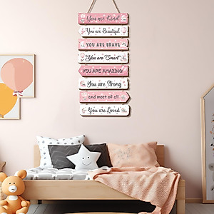 Inspirational Girl Room Decor Aesthetic Art Wall Hanging Sign Inspiring Colorful Rainbow Wooden Decoration for Kids Teens Toddler Boy Baby Bedroom Nursery Dorm Decor, 6-12 Years Old (Elephant)