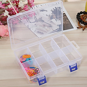 VORCOOL Transparent Plastic Storage Box Portable Clear Medicine Organizer Holder with Adjustable Dividers for Jewelry Beads Earring Container Tool Fishing Hooks(8 Grids)