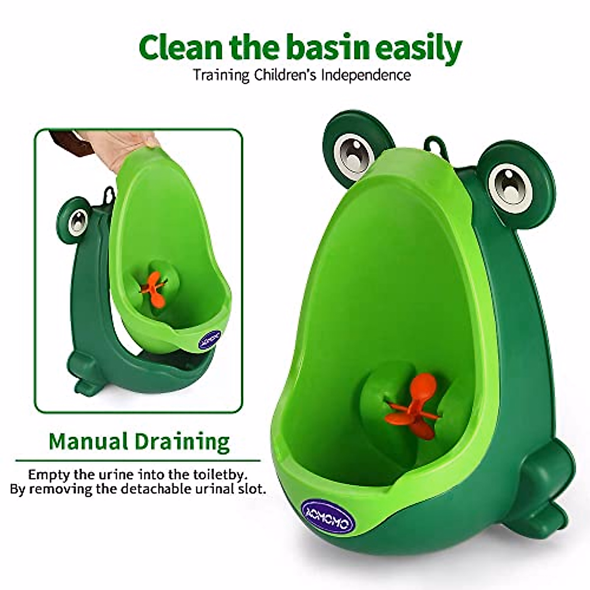 AOMOMO Frog Potty Training Urinal for Boys Toilet with Funny Aiming Target Green