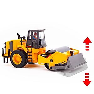 Gemini&Genius Construction Vehicle Toys 1/35 Scale Die-cast Grader Engineering Road Planer Vehicle Models Toys for Kids and Decoration for House (1-35 Road Roller)