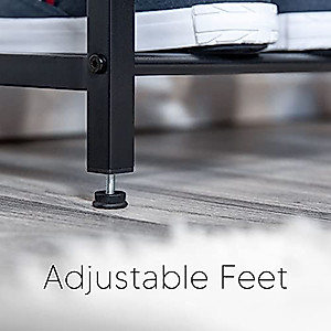 AVAFORT Two Layer Shoe Bench with PU Leather Padded Seat Top, Metal Frame, Rustic Brown