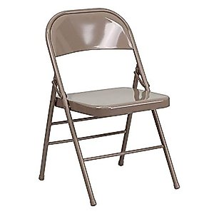 Flash Furniture 2 Pack HERCULES Series Triple Braced & Double Hinged Beige Metal Folding Chair