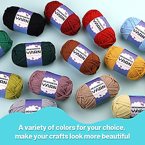 200g Yarn for Crocheting, Crochet Yarn, Easy Yarn for Beginners with Easy-to-See Stitches, Stitch Marker, Big Eye Blunt Needle, Beginner Yarn for Crocheting (Sky Blue)