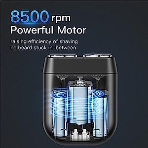 Founouly Electric Razor for Men with PopUp Trimmer, 100% Waterproof, Rechargeable, Type-C Beard Face Shaver, Black