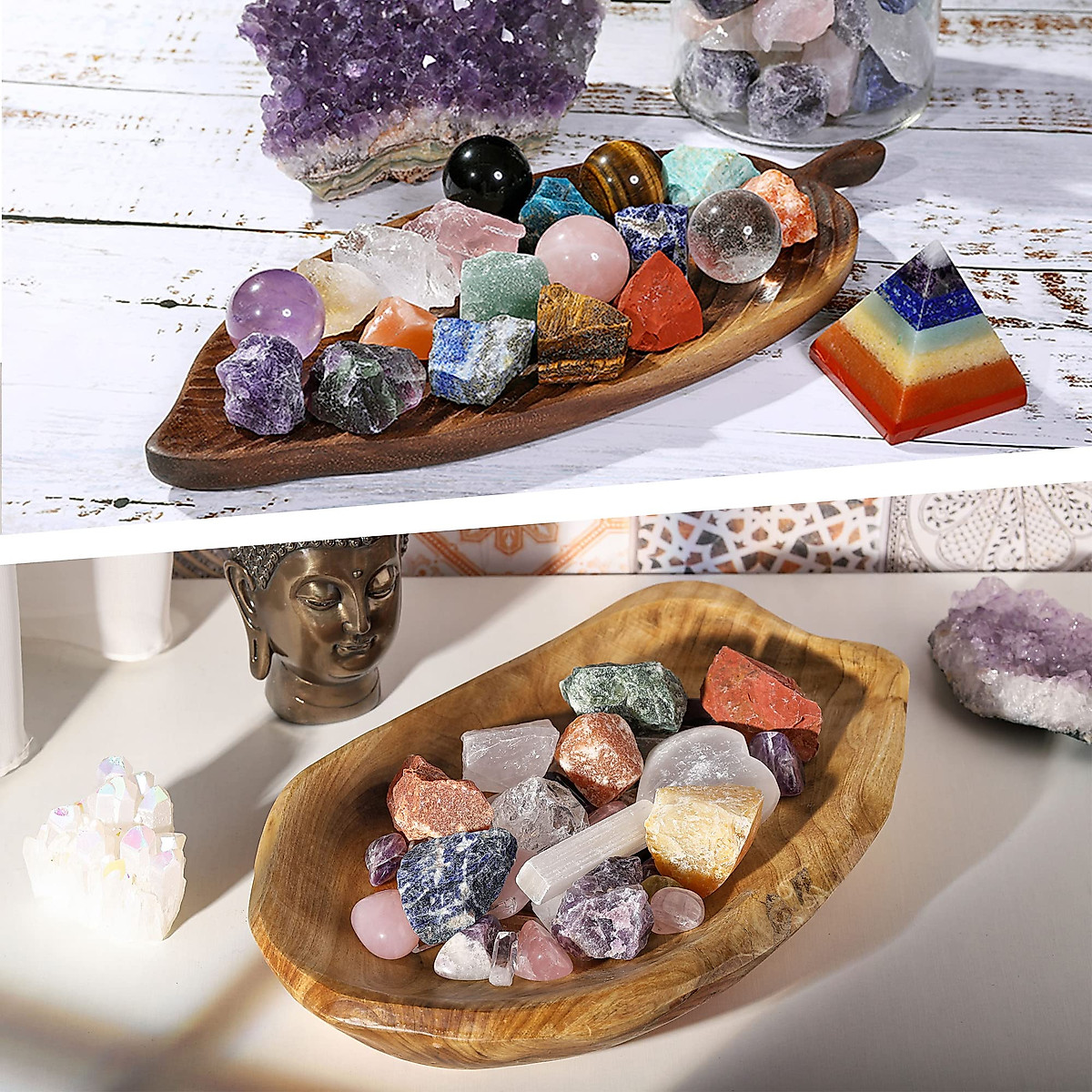 Top Plaza Bulk Amethyst Healing Crystals Rough Stones - Large 1" Natural Raw Stones Crystal for Reiki Healing, Wicca, witchcraft, Tumbling, Cabbing, Fountain Rocks, Decoration, Polishing 0.5lb
