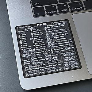 Synerlogic (M+Intel) Mac OS Reference Keyboard Vinyl Shortcut Stickers Compatible with MacBook Pro Air iMac Mini (4-Pack Black/White/Clear/Rainbow)
