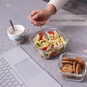 S SALIENT 18 Piece Glass Food Storage Containers with Lids, Glass Meal Prep Containers, Glass Containers for Food Storage with Lids, BPA Free & Leak Proof (9 lids & 9 Containers)