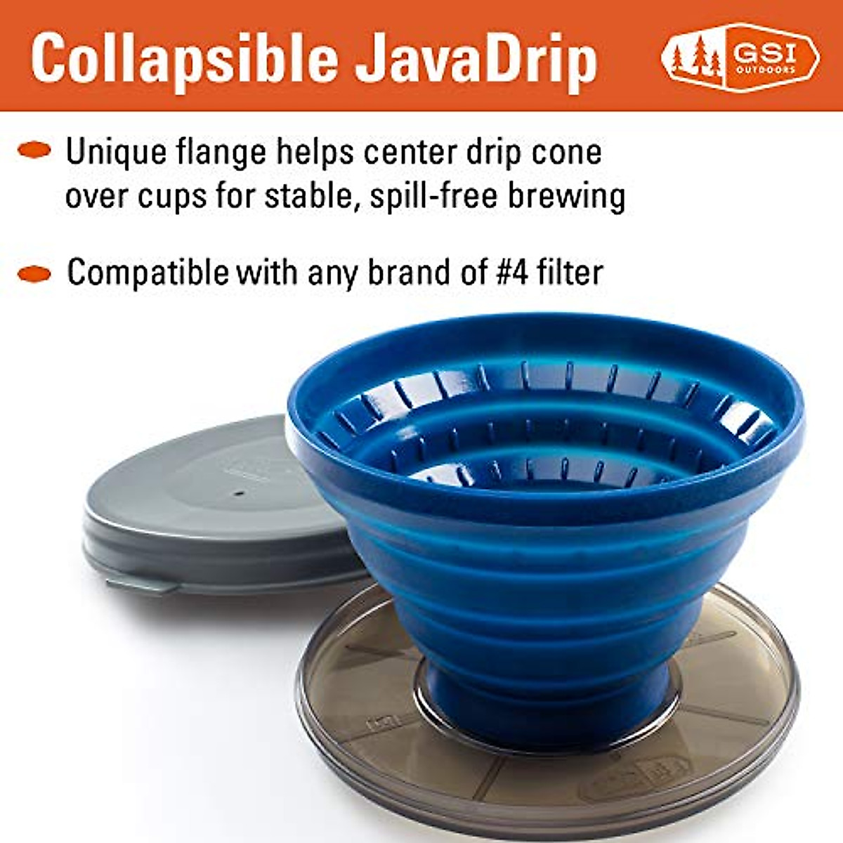 GSI Outdoors Pour-Over Java Drip I Travel Drip Coffee Maker, Collapsible Cone Fits All Coffee Cups & Mugs for Caravan, RV, Camping & Backpacking