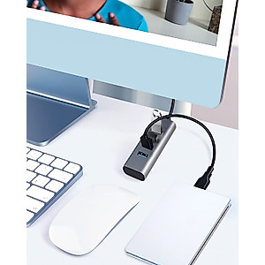 TWOPAN USB 3.0 Hub, Ultra Slim 4 Port USB Data Hub Splitter for Laptop, MacBook Pro/Air, iMac, iPad Pro, Chromebook, XPS, iPhone 15, Galaxy S23, USB Flash Drives, Keyboard, Mouse, Mobile HDD