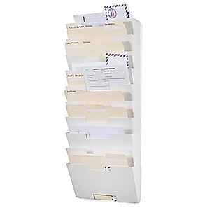 Wallniture Lisbon 10-Tier Wall Mounted File Holder and Desk Organizer, Metal White Office Organization and Storage Rack