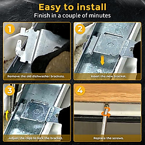 8269145 Dishwasher Mounting Bracket Replacement Parts, 2 Pack Undercounter Dishwasher Brackets - Exact Fit for Whirlpool Ken-More Kitchen-Aid Maytag, etc. Comparable to OEM 8269145 / WP8269145