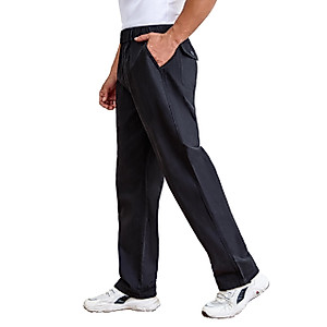 voeeron Mens Elastic Waist Pants Relaxed Fit Casual Pant for Seniors Stretch Fabric 38x32 Black