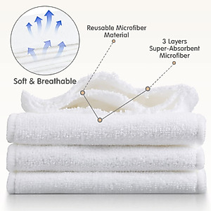 24 Pack Cloth Diaper Inserts Reusable Newborn Cloth Diaper 3 Layer Absorbent Breathable Diaper Inserts Overnight Microfiber Cloth Diaper Liners with an Extra Diaper Bag