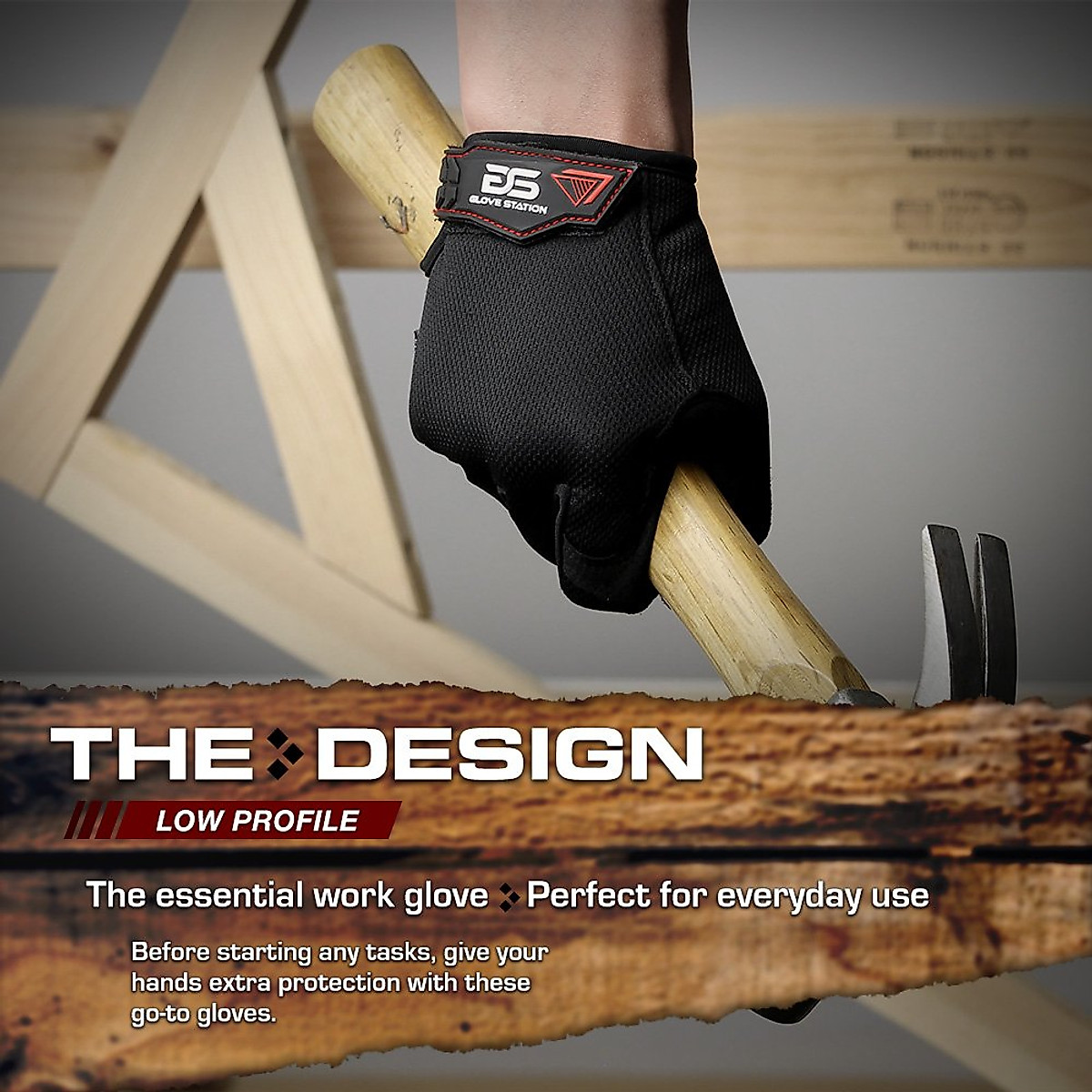 Glove Station Tactical Gloves for Men, Essential Series Covert Black, 2XL (1 Pack) - Dexterity Work Gloves, Mechanic Tactical Work Gloves, Heavy-Duty Protection for Utility & Outdoor Tasks