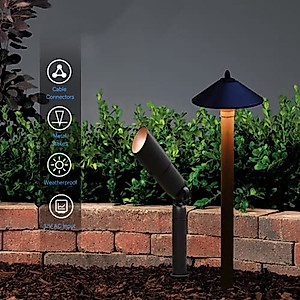 GOODSMANN 12V AC Landscape Lighting Kit with 6PCS 10W Bronze Halogen Pathway Lights & 4PCS Metal Material 20W Flooding Lights & 75Feet 16AWG Wire & 150W Outdoor Low Voltage Landscape Transformer