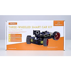 Freenove Three-Wheeled Smart Car Kit for Raspberry Pi 5 4 B 3 B+ B A+, Video Mode, Radar Mode, App Control, Ultrasonic Distance Sensor, Camera, Servo (Raspberry Pi NOT Included)