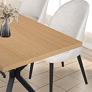 LUCKYERMORE 48 X 30 Inch Dining Table for 4-6 Persons, Wood Kitchen Table with 1.5" Thickness Tabletop and Solid Metal Legs, Rectangular Modern Coffee Table for Dining Room, Living Room, Cafe, Bar