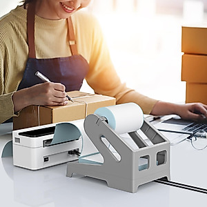 PONNOR Label Holder for Rolls and Fanfold Labels Shipping Labels Stand Desktop Thermal Printer DIY Accessory Business Supplies for Home, Office(Grey)