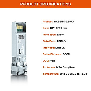10GBase-SR SFP+ Transceiver 10Gb 850nm Multimode LC SFP Module for Intel E10GSFPSRX, Juniper QFX-SFP-10GE-SR/EX-SFP-10GE-SR, Ubiquiti UniFi UF-MM-10G, Mikrotik, Fortinet, Netgear(MMF, 300m)