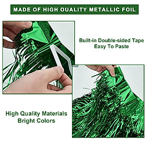 4 Pack 40 Feet Metallic Foil Fringe Garland Tinsel Streamers for Parade Floats Christmas Party Birthday Parties Mardi Gras Valentine’s Day Weddings Graduation New Year's Eve Holiday Decorations Green